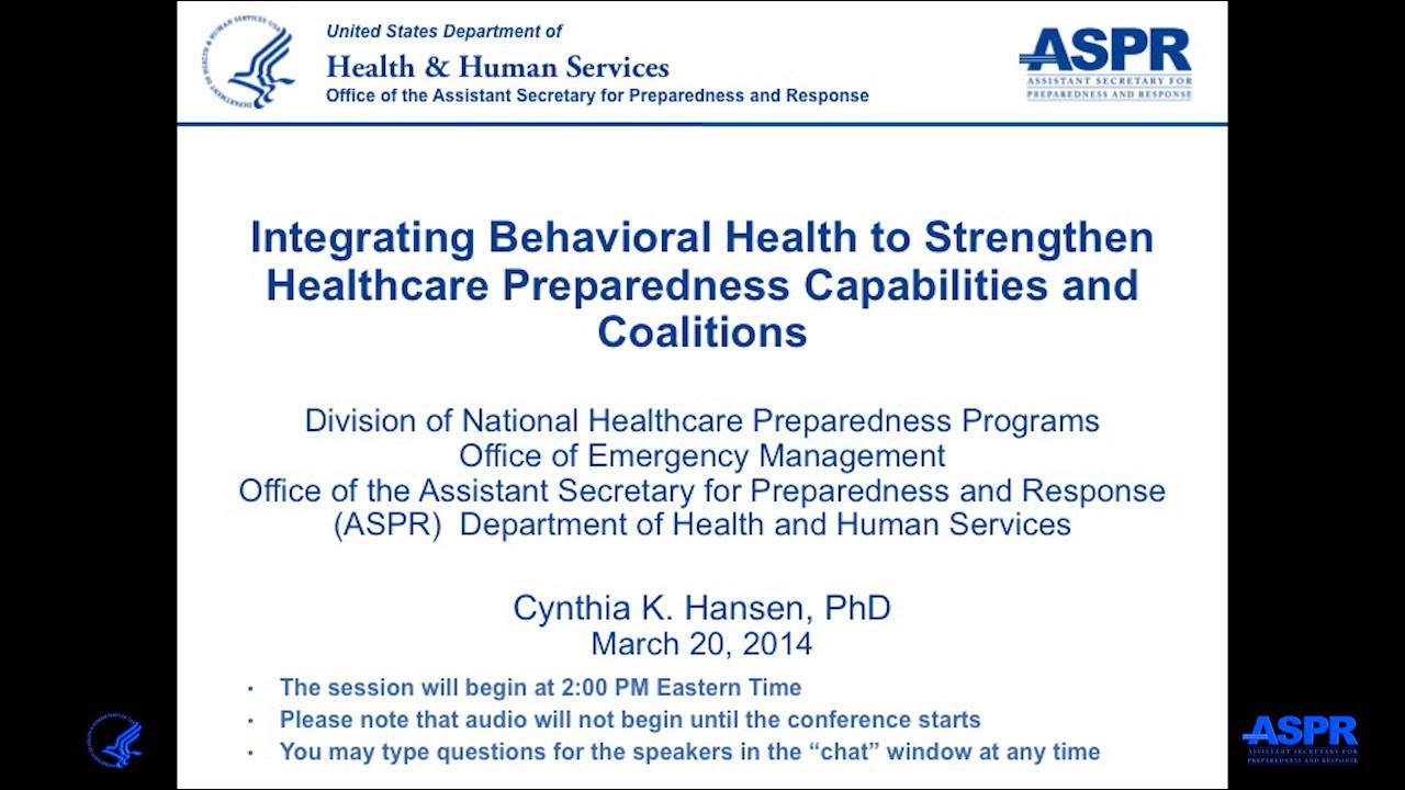 Integrating Behavioral Health to Strengthen Healthcare Preparedness ...